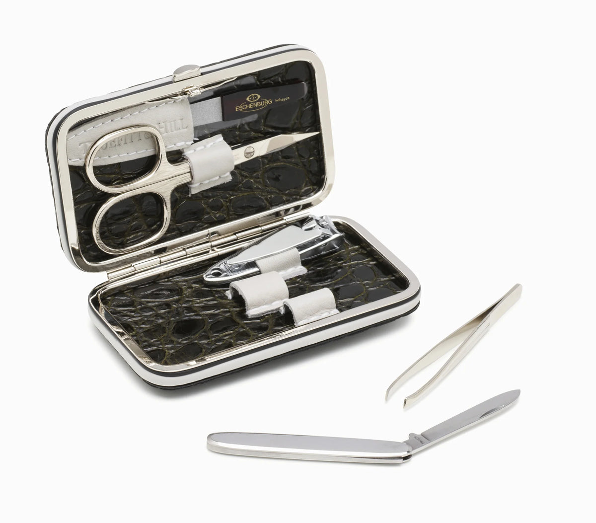 Truefitt & Hill - Textured Leather Manicure Set - Olive with White Tri ...